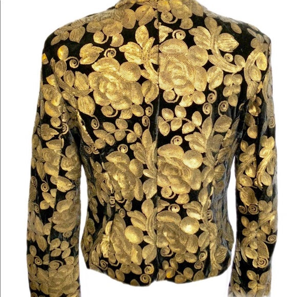 Adore | Jackets & Coats | Nwtadore Black And Gold Sequined Velvet ...